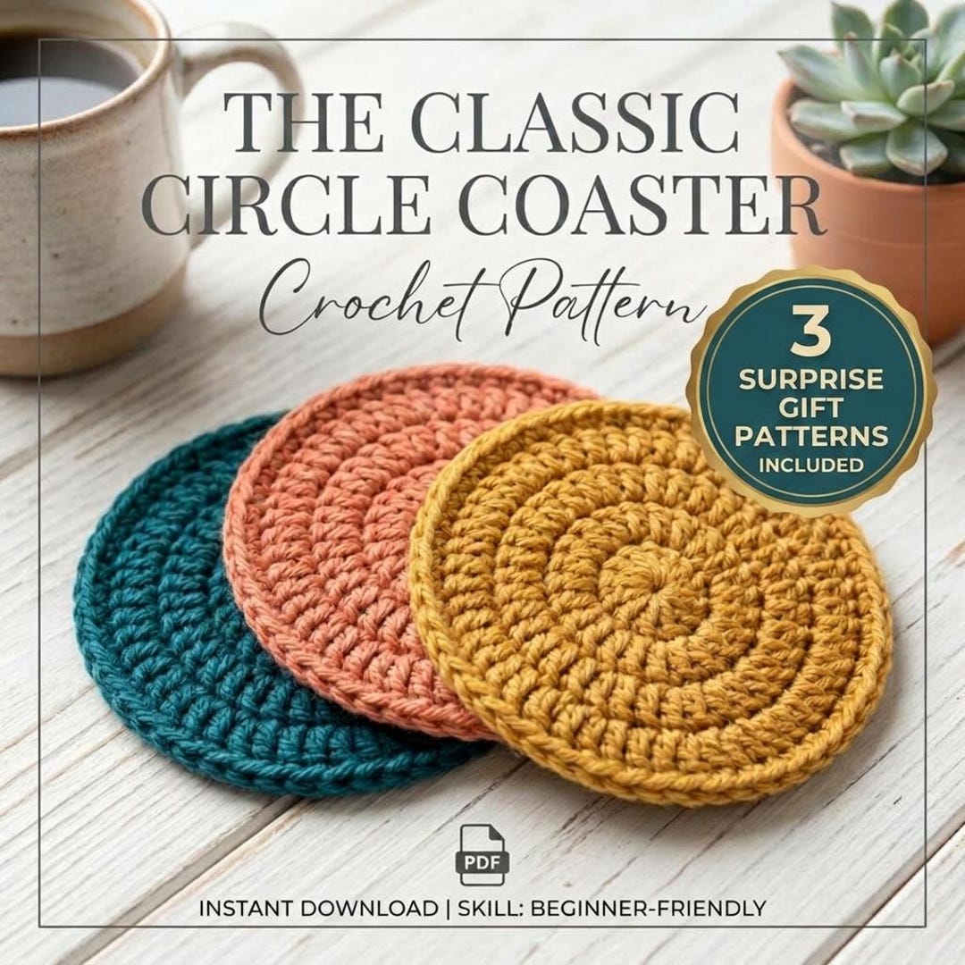 Classic Circle Coaster Crochet Pattern – Beginner-friendly, Cotton Mug ...