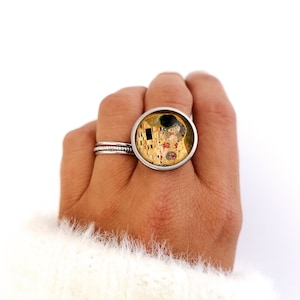 Vintage Ring Klimt, the Kiss, Antique, Fancy, Cameo, Gold, Silver ...