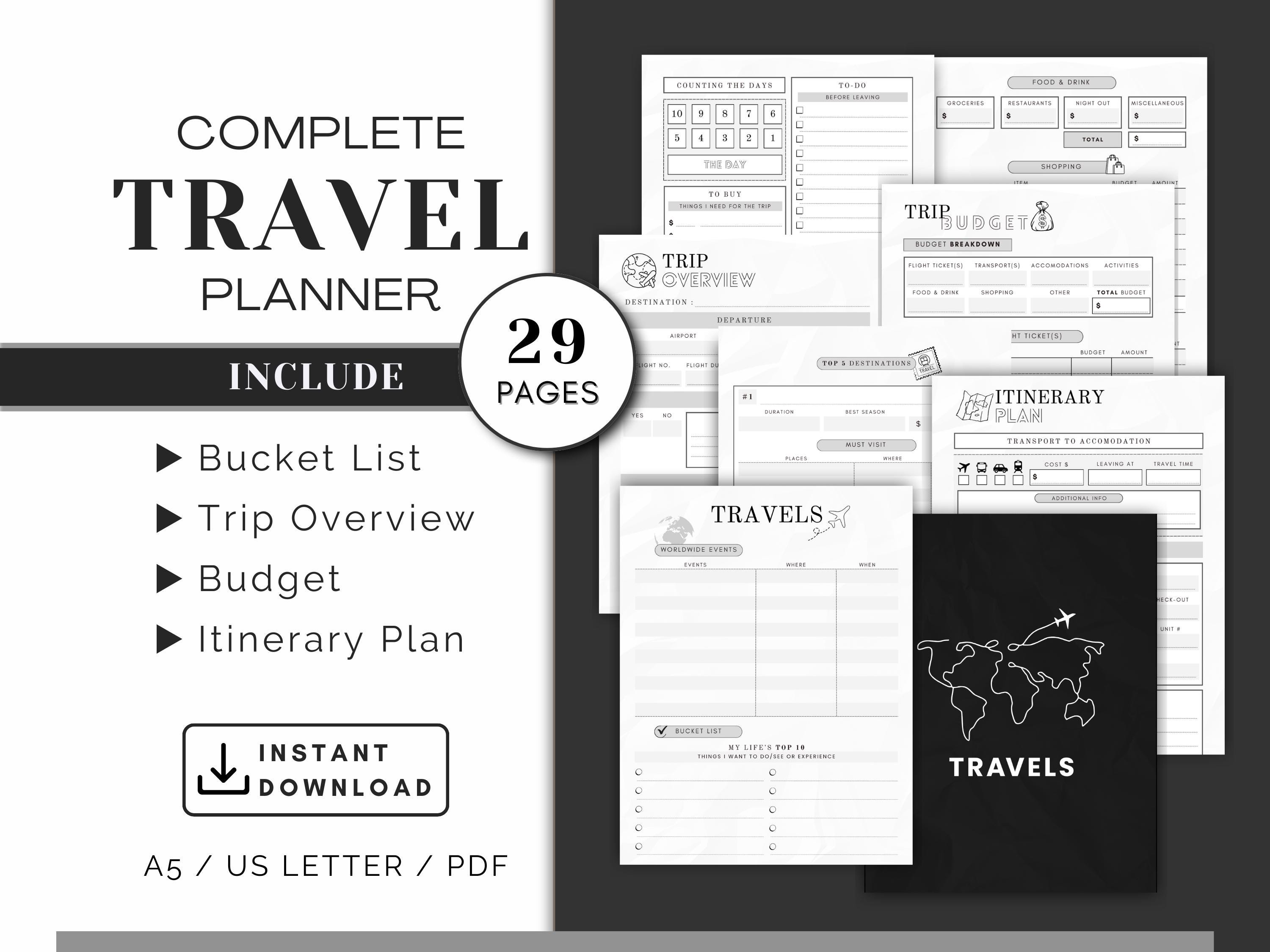 Complete Travel Planner / Printable / Trip Budget / Itinerary Plan ...