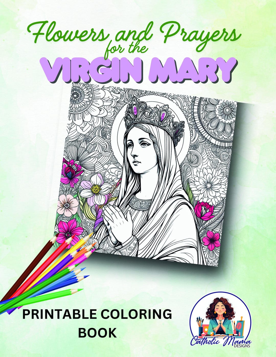 Marian Coloring Book | Printable Catholic Coloring Pages | Prayers ...