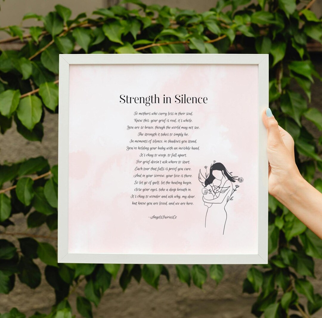Strength in Silence Heartfelt Poem for Bereaved Mothers, Wall Art ...