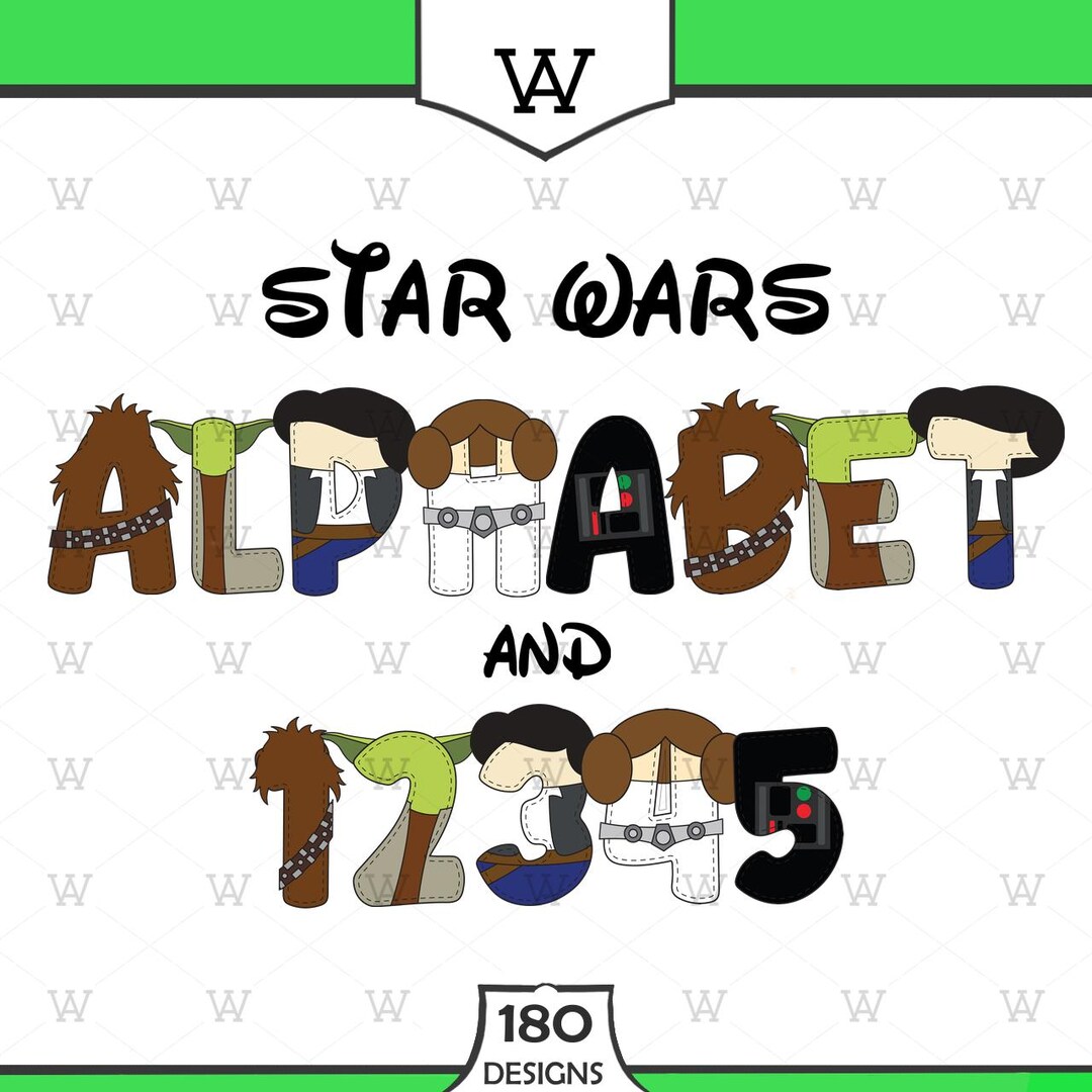 Star Space Wars Alphabet, Galaxy Wars Doodle Letters & Numbers ...