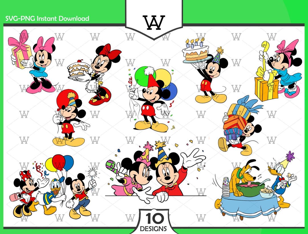 Geburtstag Bundle Maus Charakter SVG PNG Bundle, alles Gute zum ...