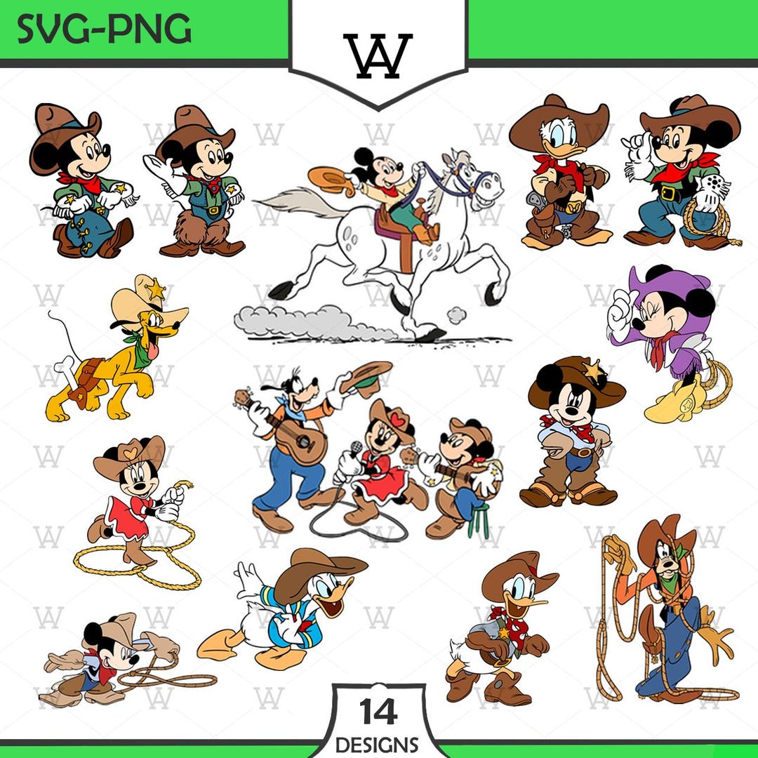 Cowboy Mouse SVG Bundle: Cartoon Character Designs, Cricut Ready ...