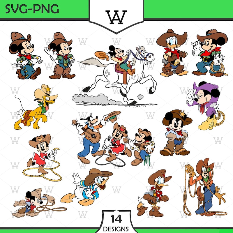 Mickey Cowboy - Etsy