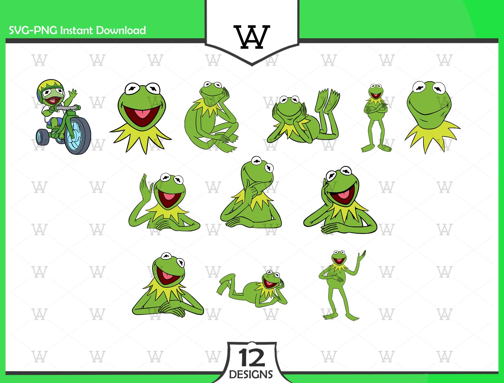 Kermit the Frog Svg Png, 12 Designs Easy to Use, Cartoon Characters ...