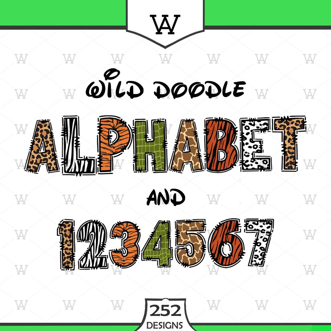 Wild Doodle Animal Safari Font Alphabet Letters and Cliparts ...