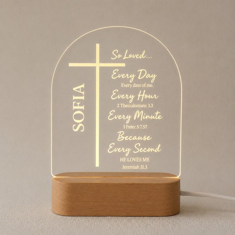 Personalized Christian Led Night Light, Bible Verse Christening Gift ...
