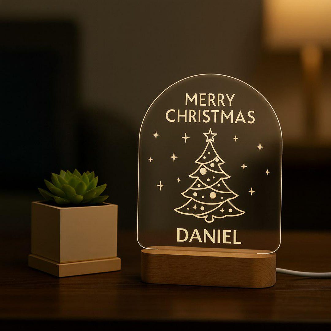 Personalized Acrylic Led Night Light, Christmas Tree Gifts, Happy New ...