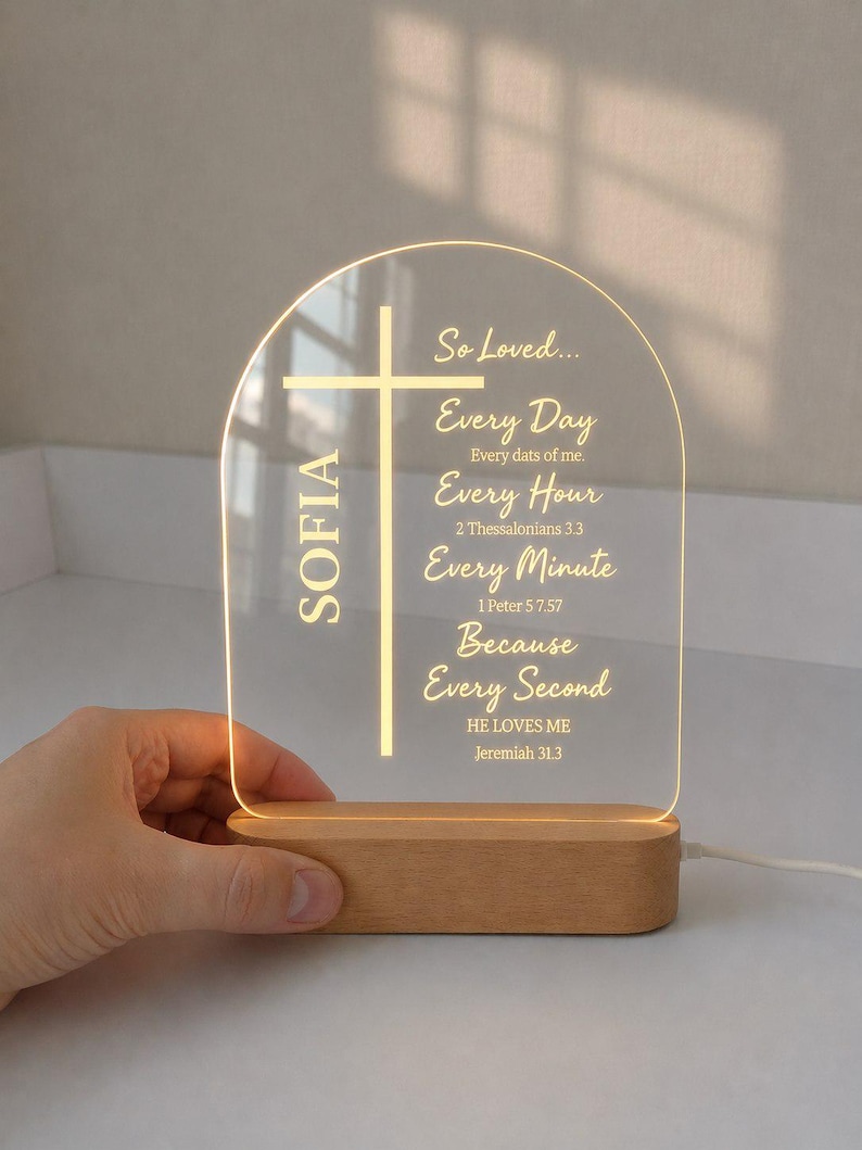 Personalized Christian Led Night Light, Bible Verse Christening Gift ...