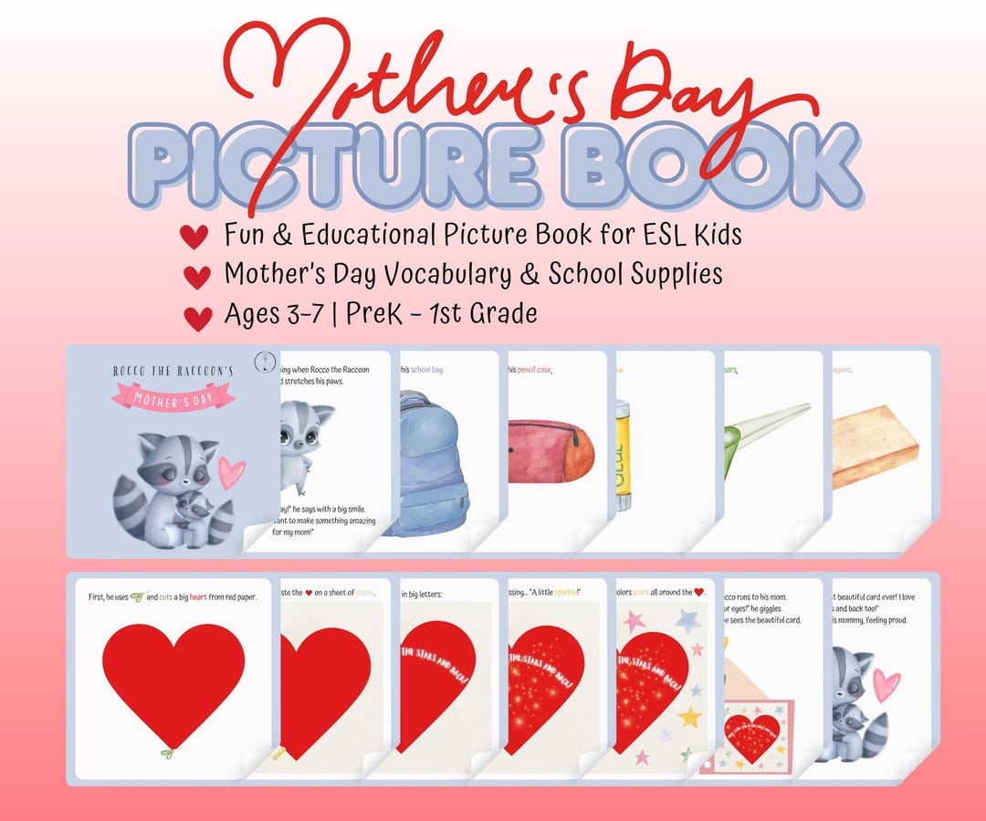 ESL Printable Mother's Day Picture Book Printable Flashcards Memory ...