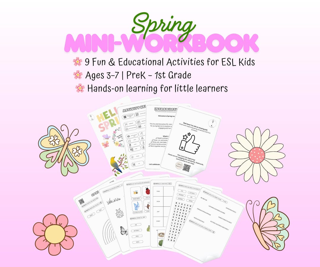 Spring Mini-workbook | ESL Printable Activities | Fun Spring Vocabulary ...
