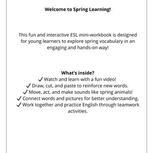 Printable Educational Spring Mini-workbook for Kids ESL Resource Video ...