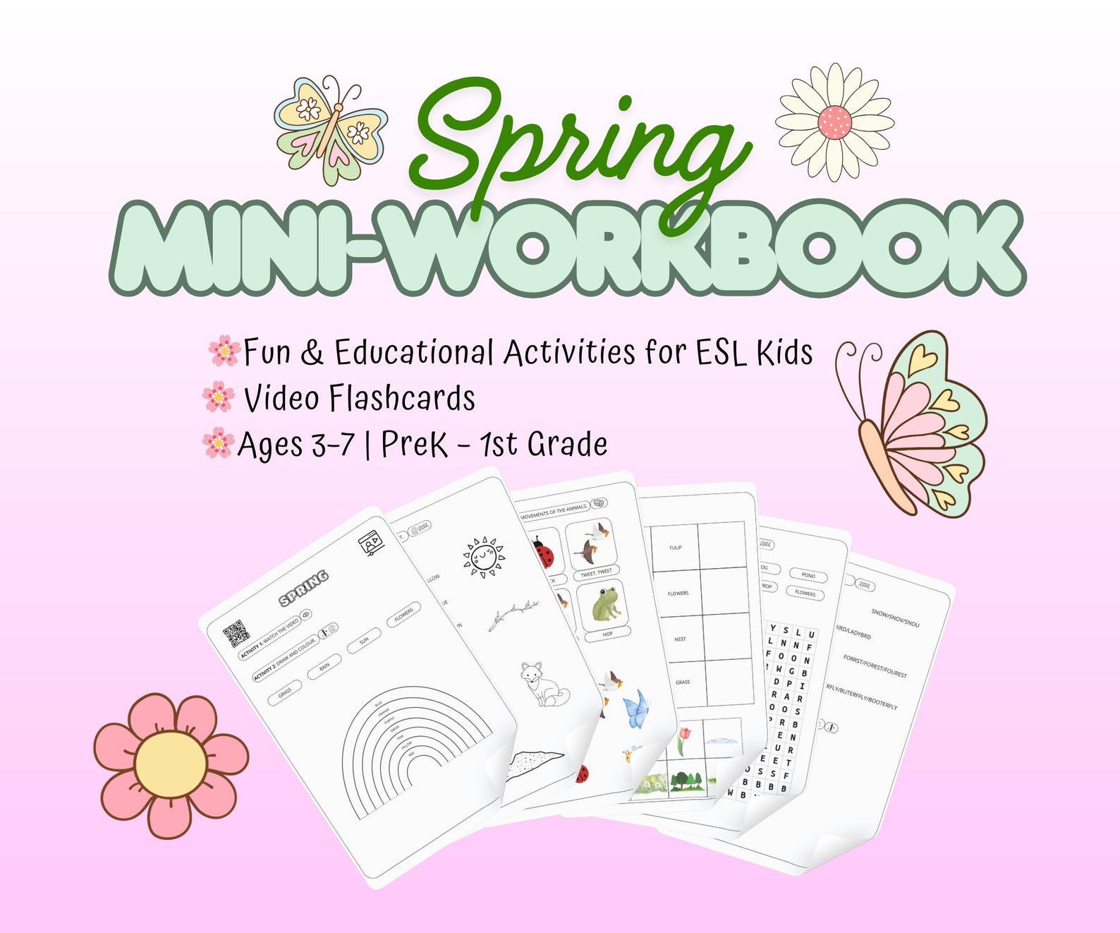 Printable Educational Spring Mini-workbook for Kids ESL Resource Video ...
