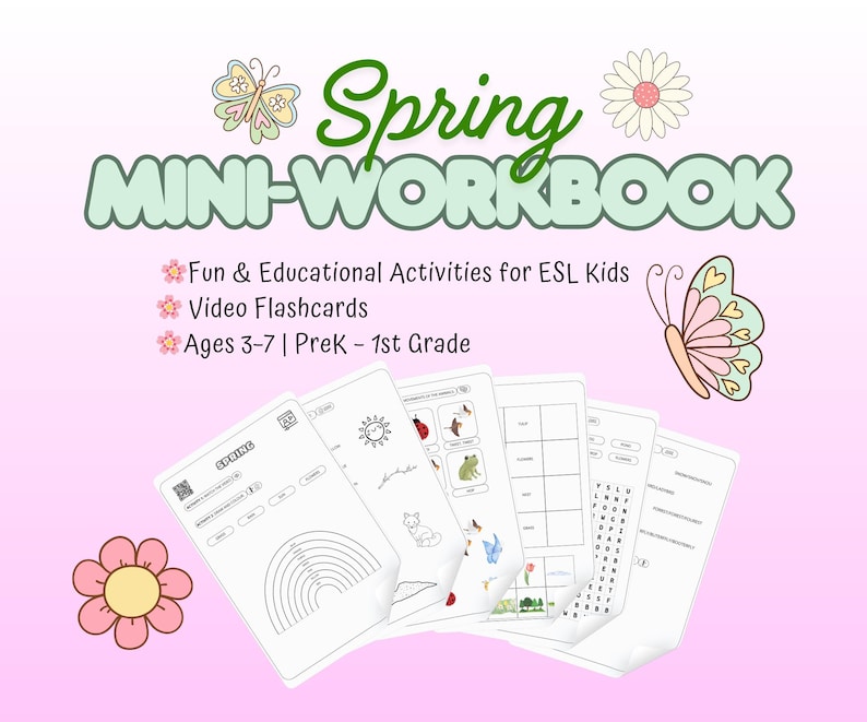 Printable Educational Spring Mini-workbook for Kids ESL Resource Video ...