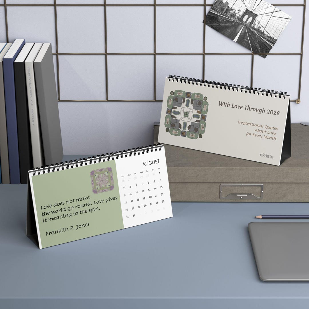 Inspirational 2026 Desk Calendar | Monthly Planner | Love Quotes ...