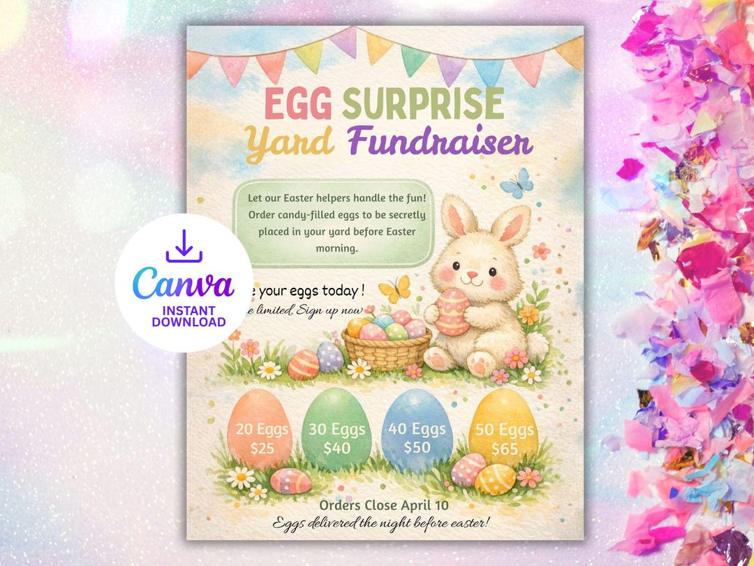 Egg My Yard Fundraiser Flyer Template | Editable Easter PTO PTA ...