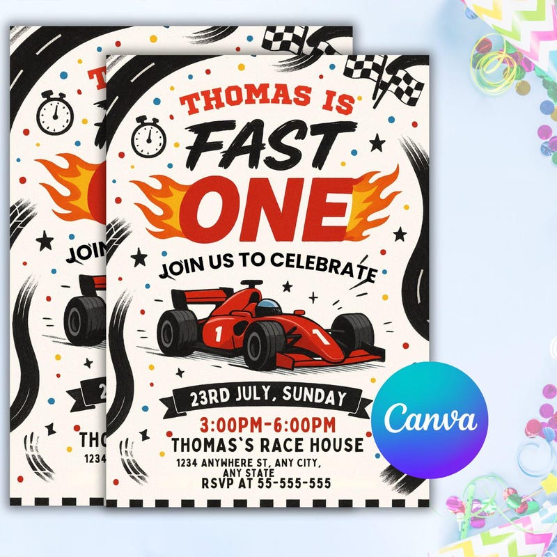 Fast Lap Birthday Invites - Etsy