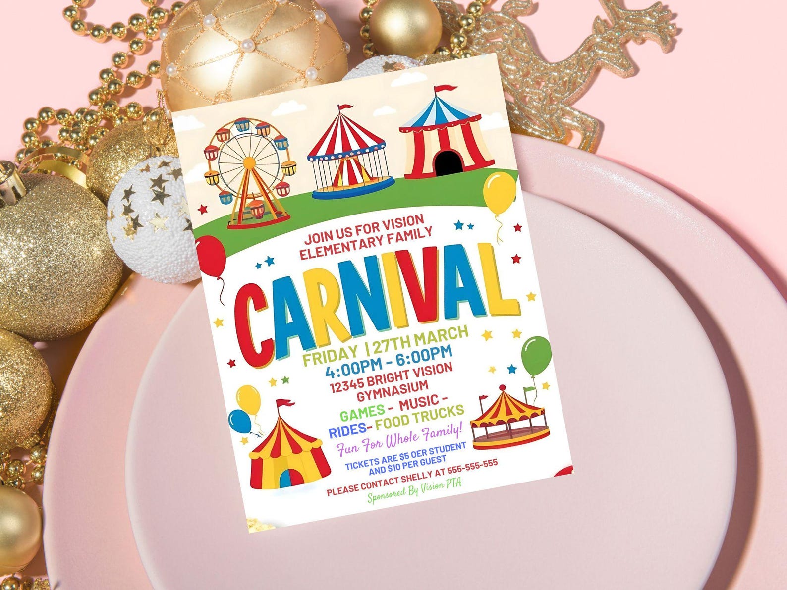 Carnival Circus Invitation, Carnival Birthday Party Invitation, Circus ...