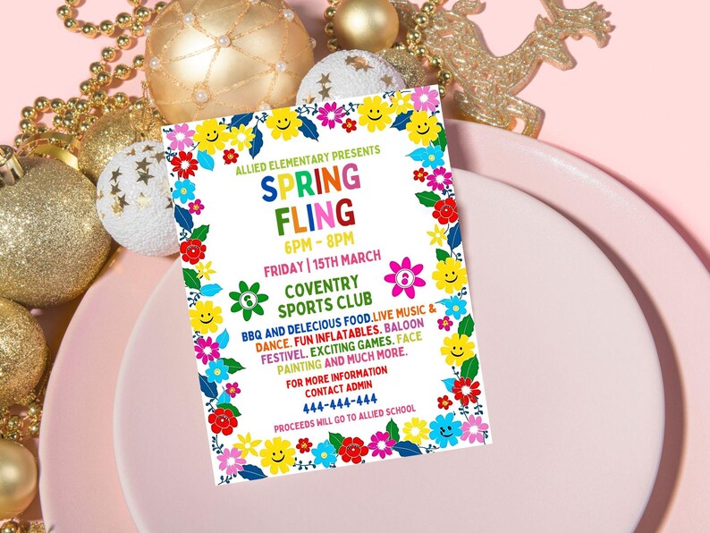 Spring Fling School Flyer Invitation: Editable Festival Fundraiser ...