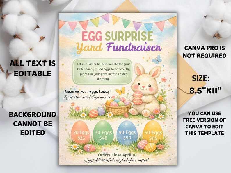 Egg My Yard Fundraiser Flyer Template | Editable Easter PTO PTA ...