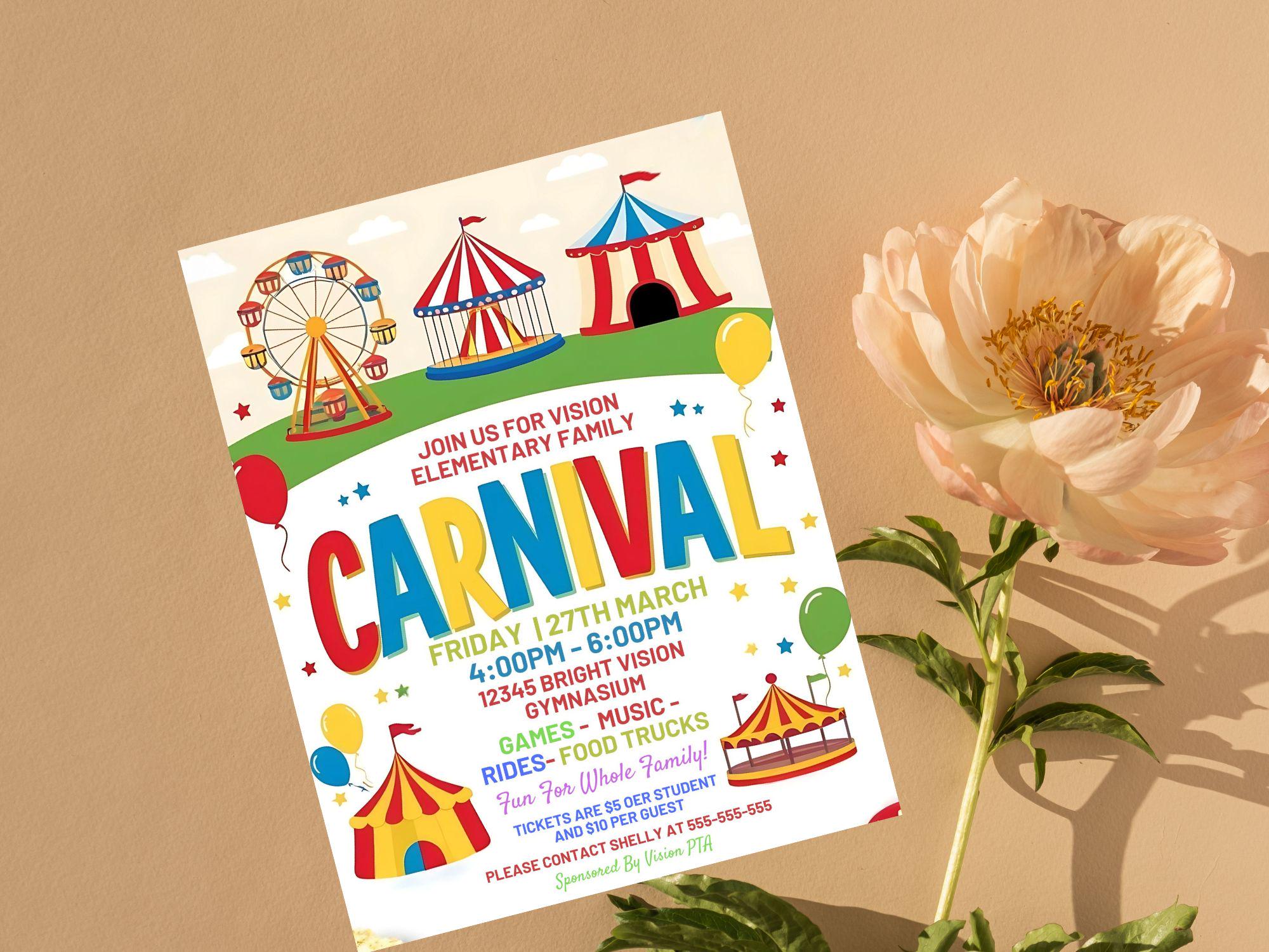 Carnival Circus Invitation, Carnival Birthday Party Invitation, Circus ...