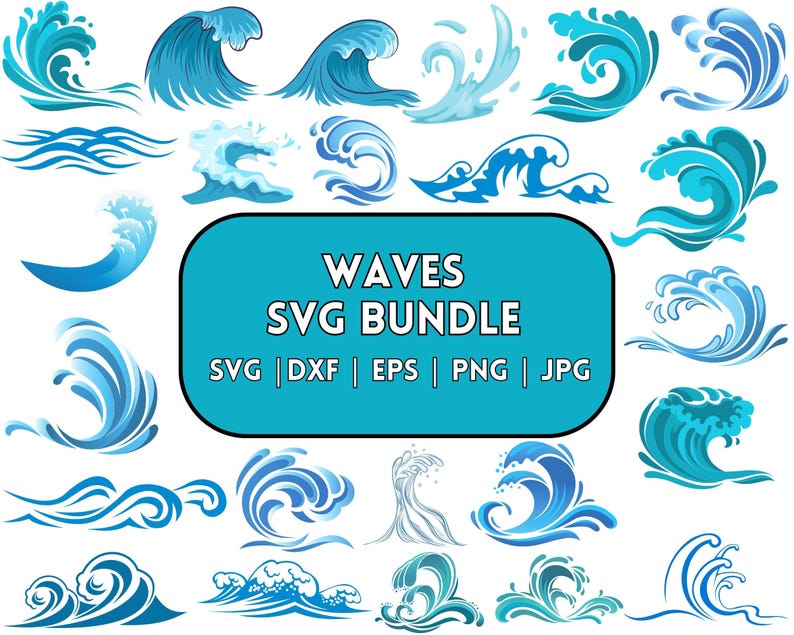 Wave Svg Bundle, Water Waves Svg, Ocean Waves Svg, Drop Svg, Tidal ...