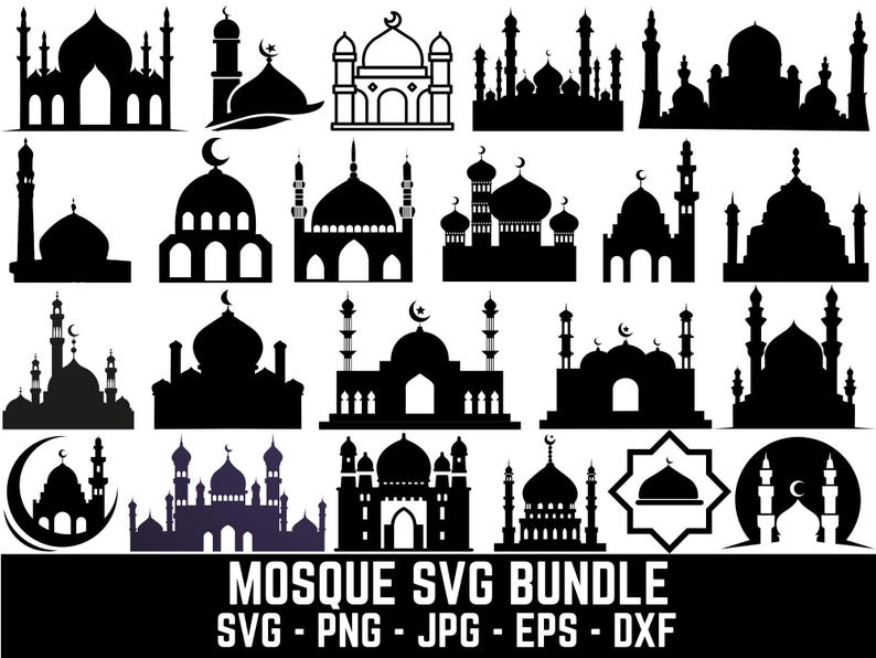 Mosque Silhouette Vector Bundle (svg, Png, Dxf, Eps) - Etsy