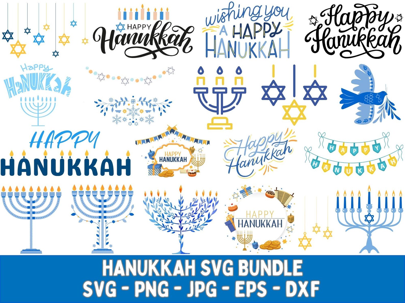 Hanukkah SVG Bundle, Menorah, Dreidel Clipart (digital Download) - Etsy