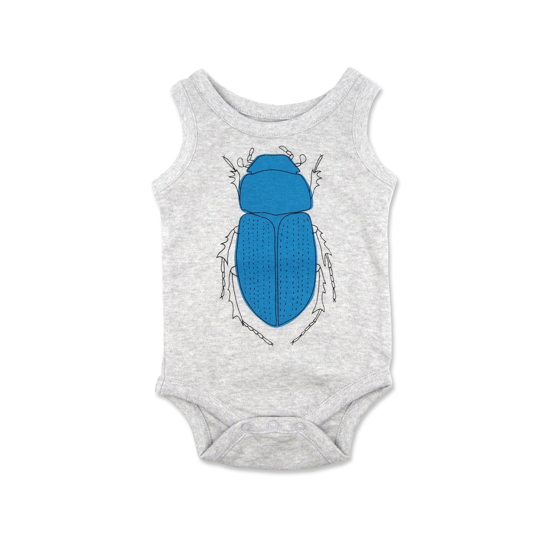 Organic Baby Clothes, Dung Beetle Baby Bodysuit, Blue Beetle, Baby Tank ...