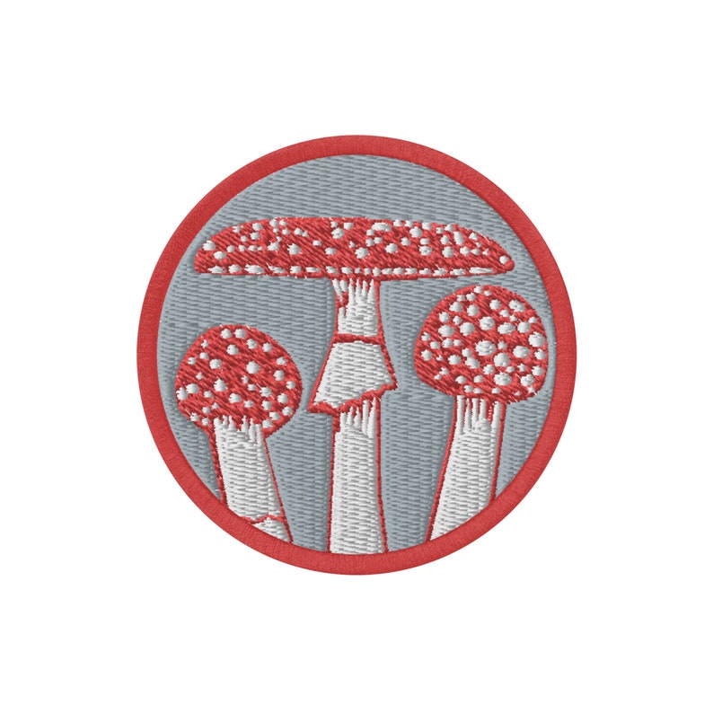 Red Mushroom Embroidered Iron on Patch, Garden Illustration - Etsy