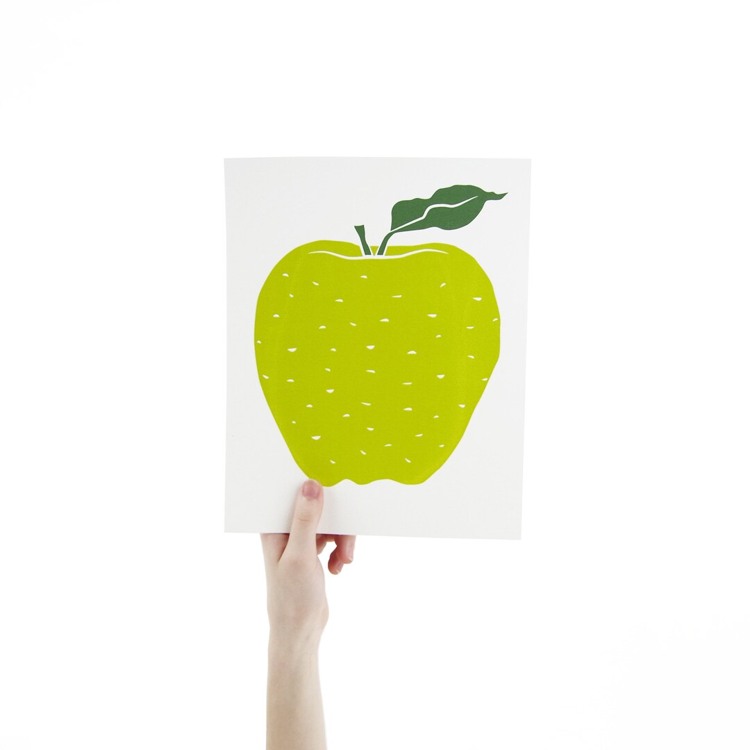 Green Apple Screen Print Art – Handmade Kitchen Wall Decor (8x10) - Etsy