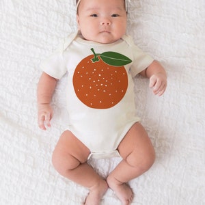 Orange Fruit Bodysuit, Organic Baby Clothes, Baby Citrus Romper, Orange ...