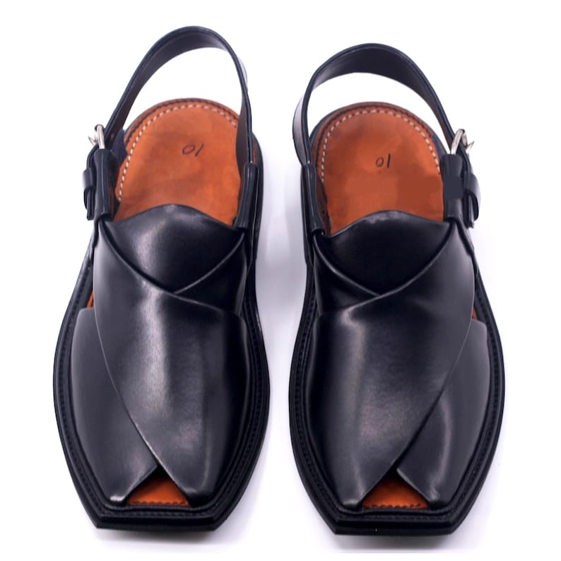 Peshawari Handmade Charsadda Chappal Black Genuine Leather - Etsy