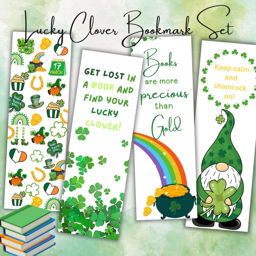 St. Patrick’s Day Bookmarks | Printable PDF | 4 Designs | Instant ...