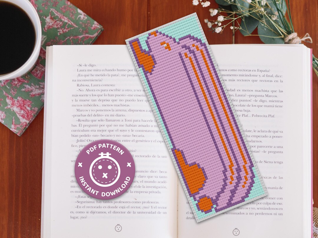 Sleek Rabbit Cross Stitch Bookmark Chart: Easy Bunny Pattern for ...