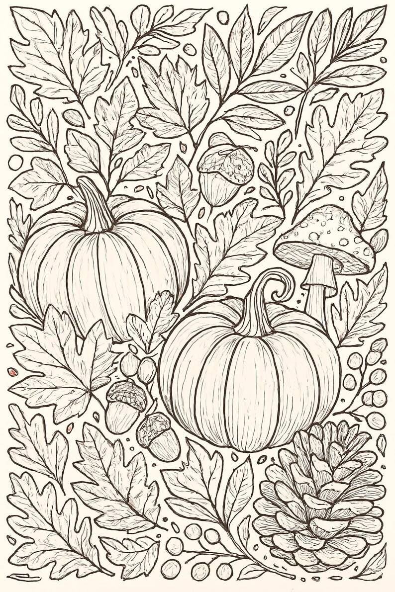 Cozy Autumn Coloring Pages - Fall Inspired Designs - Etsy
