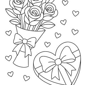 Valentine’s Day Themed Coloring Pages - Etsy