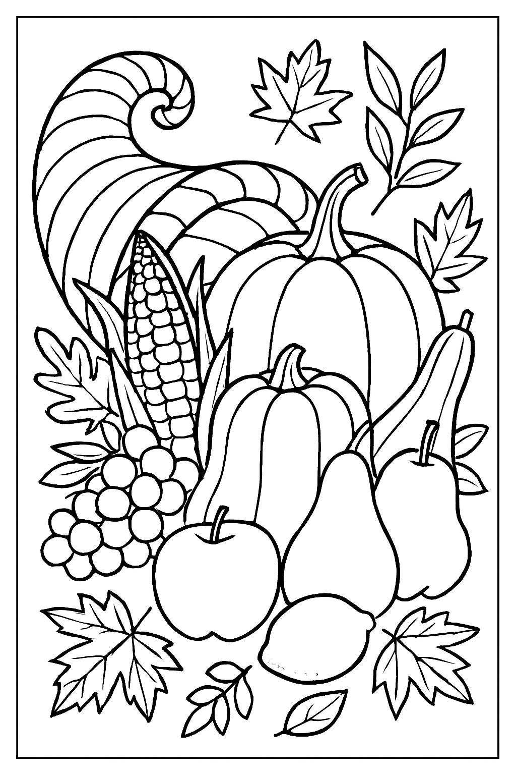 Thanksgiving Themed Coloring Pages - Etsy