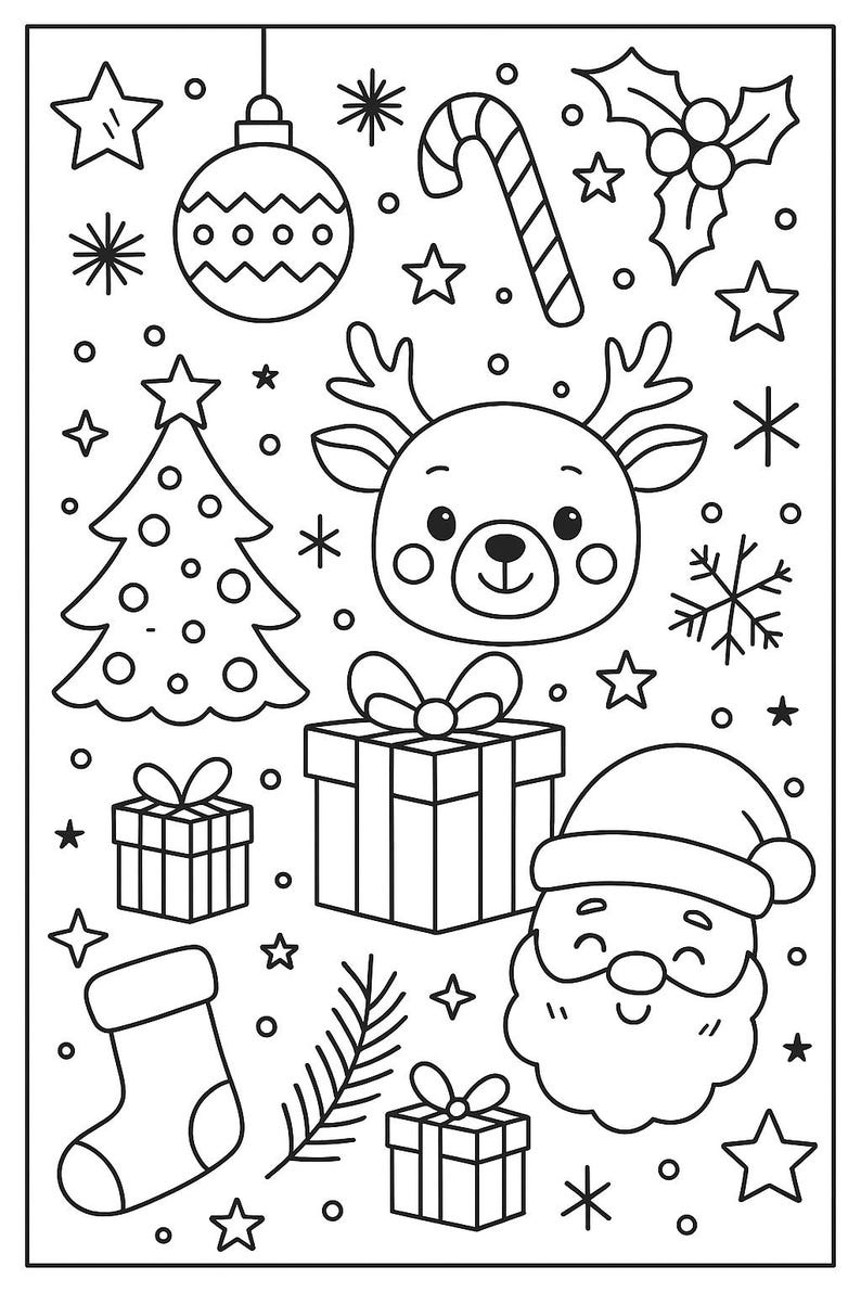 Christmas Themed Coloring Pages - Etsy