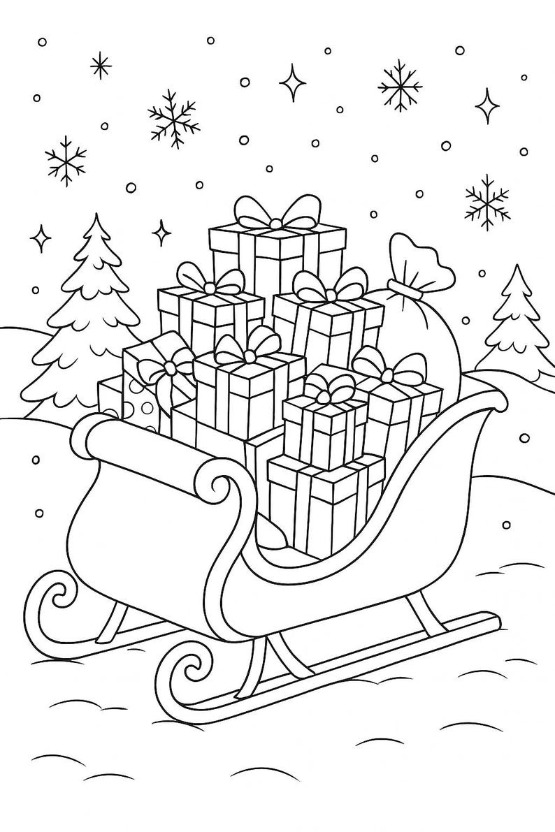 Christmas Themed Coloring Pages - Etsy UK