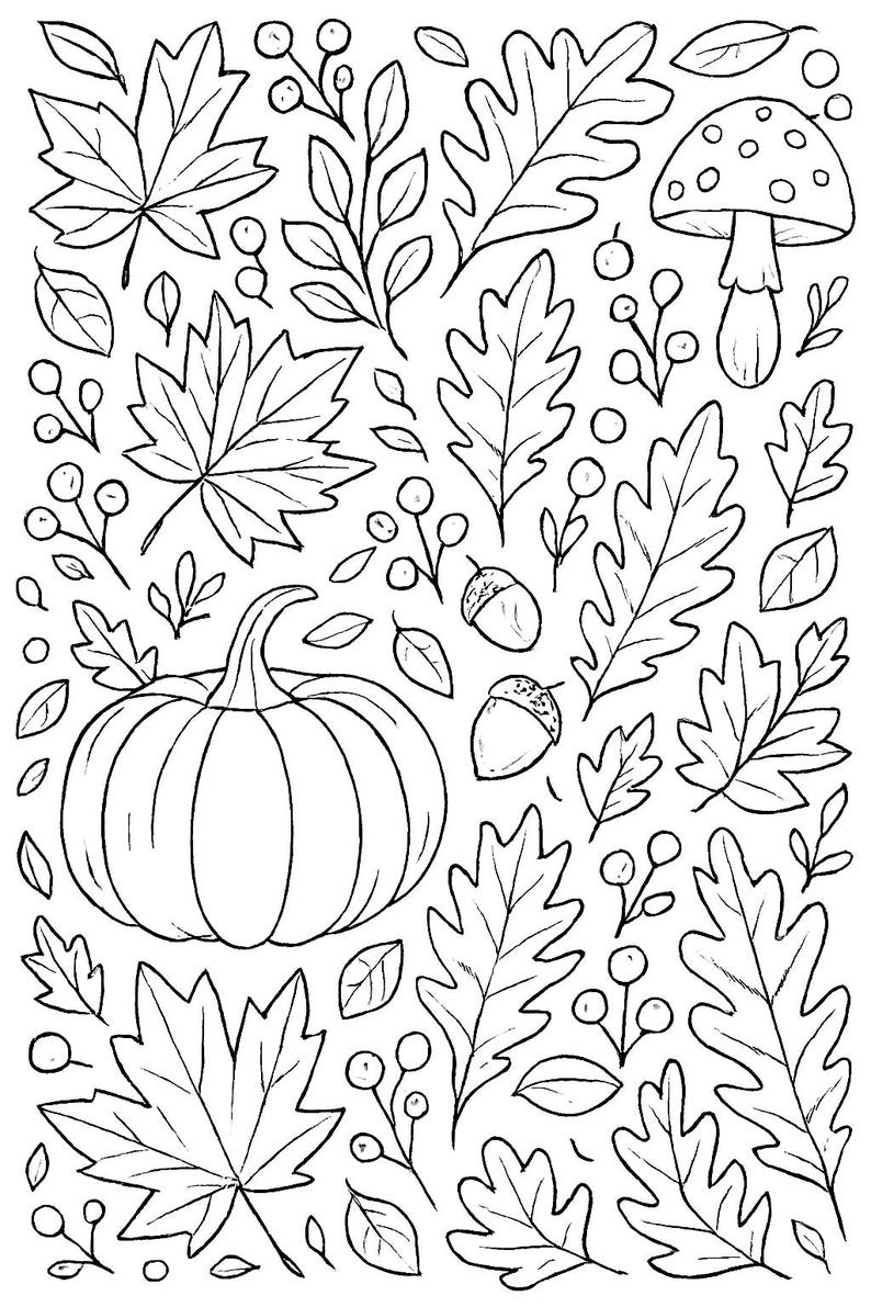 Cozy Autumn Coloring Pages - Fall Inspired Designs - Etsy