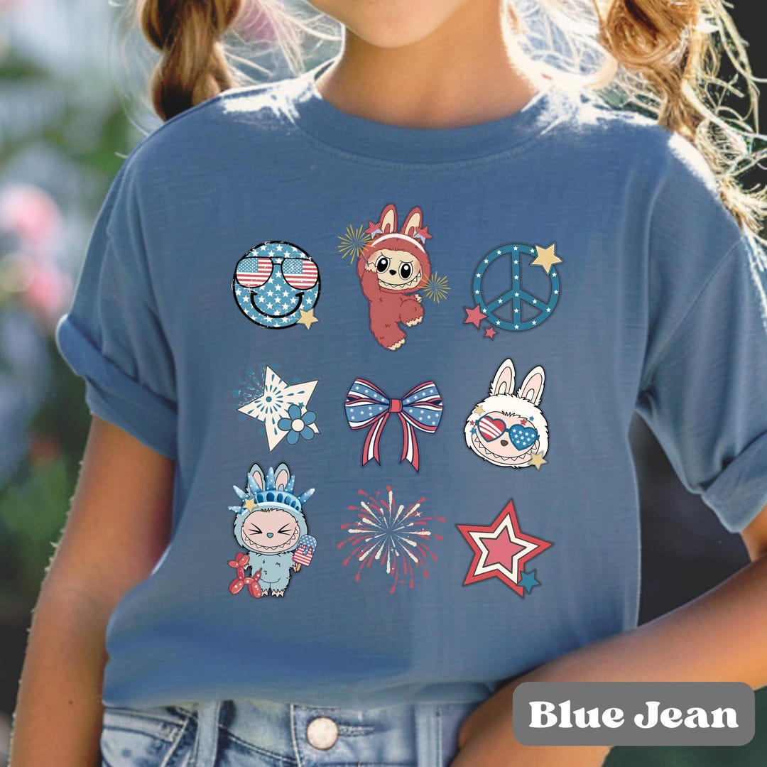 Labubu Monsters 4th of July Kids T-shirt | Labubu Patriotic Popmart ...