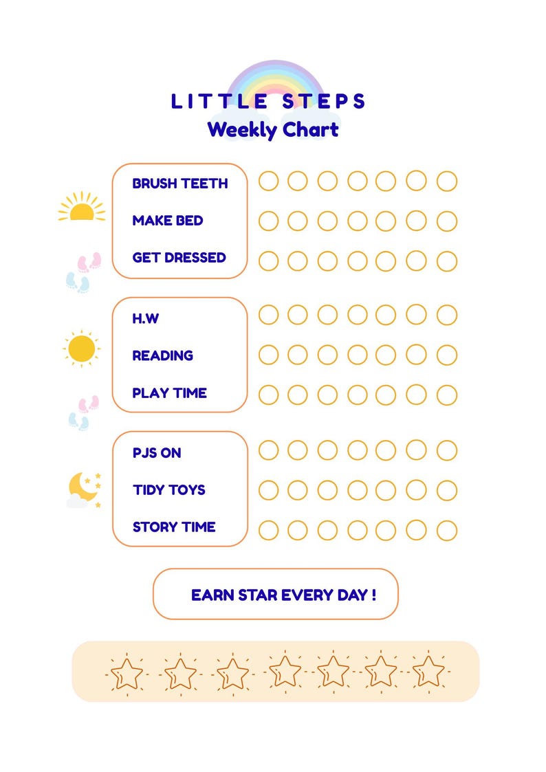 Kids Weekly Routine Chart | Toddler Morning Evening Checklist (digital ...