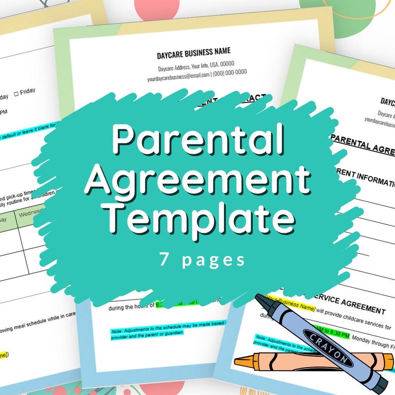 Editable Daycare Contract and Liability Waiver | Printable Childcare ...