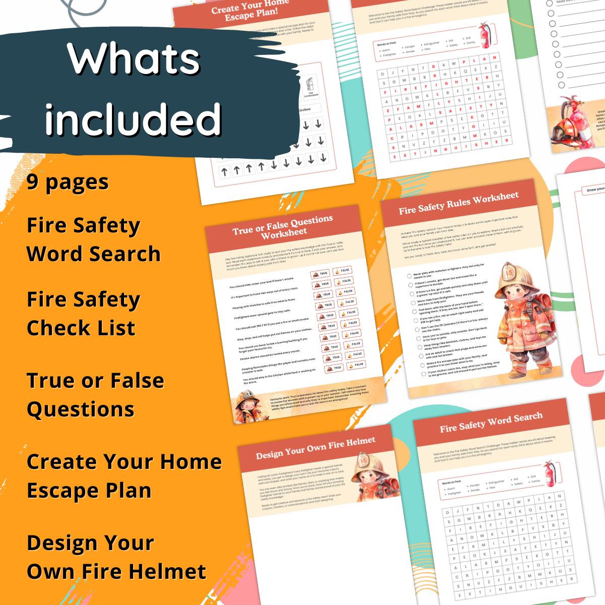 Fire Safety for Children | Printable PDF Worksheets & Fire Escape Plan ...