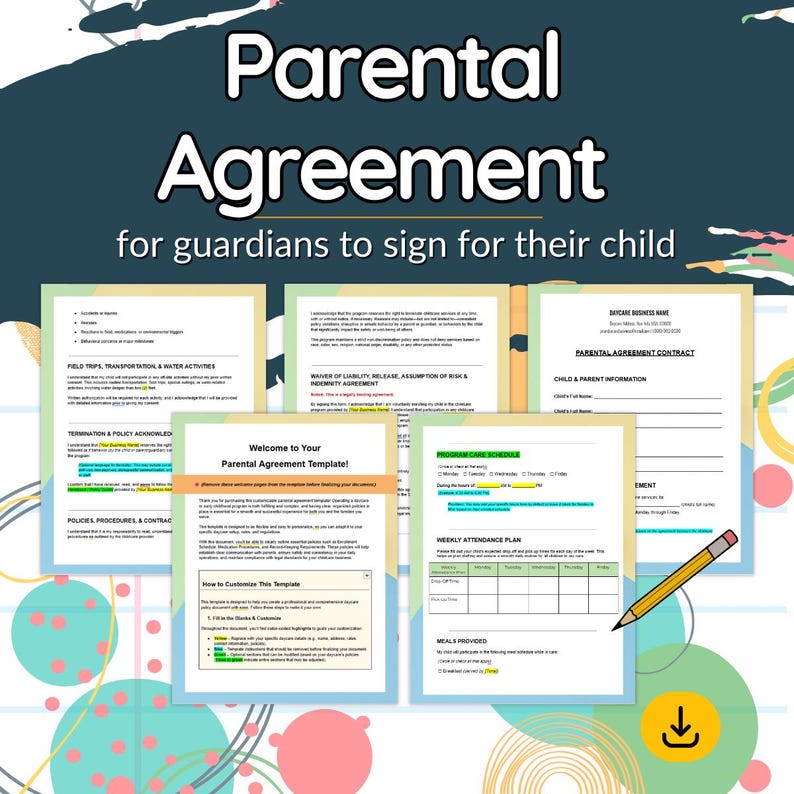 Editable Daycare Contract and Liability Waiver | Printable Childcare ...