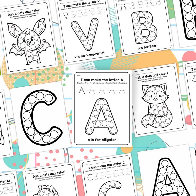 A-Z Animal Alphabet Worksheets | Dot Marker & Tracing Activities ...