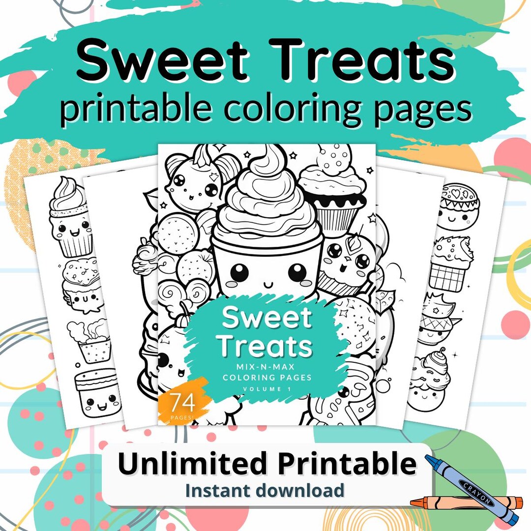 74 Sweet Treats Coloring Pages, Coloring Sheets, Kids Color-pages ...