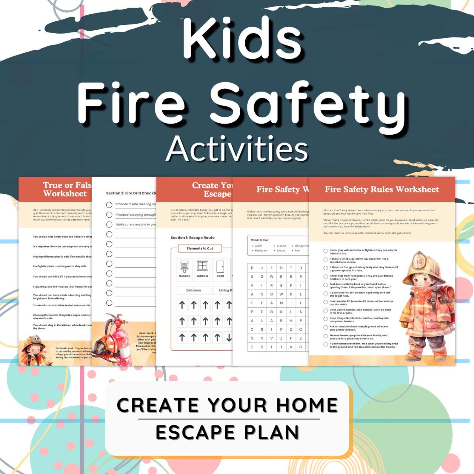 Fire Safety for Children | Printable PDF Worksheets & Fire Escape Plan ...
